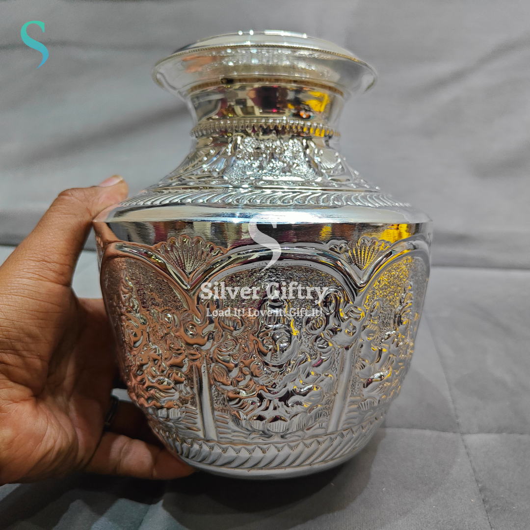 GS Ashtalakshmi Design Kodam 9" – Silver Giftry