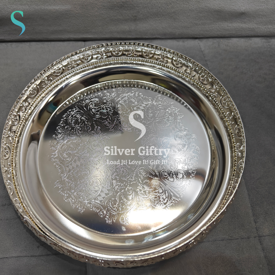 GS Mayur Imported Tray 9" – Silver Giftry