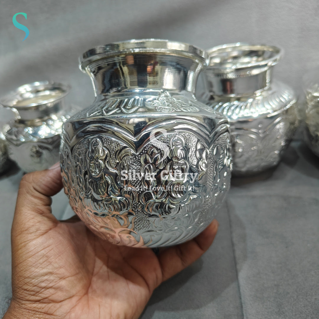 Ashtalakshmi Design kalsha 5inch – Silver Giftry