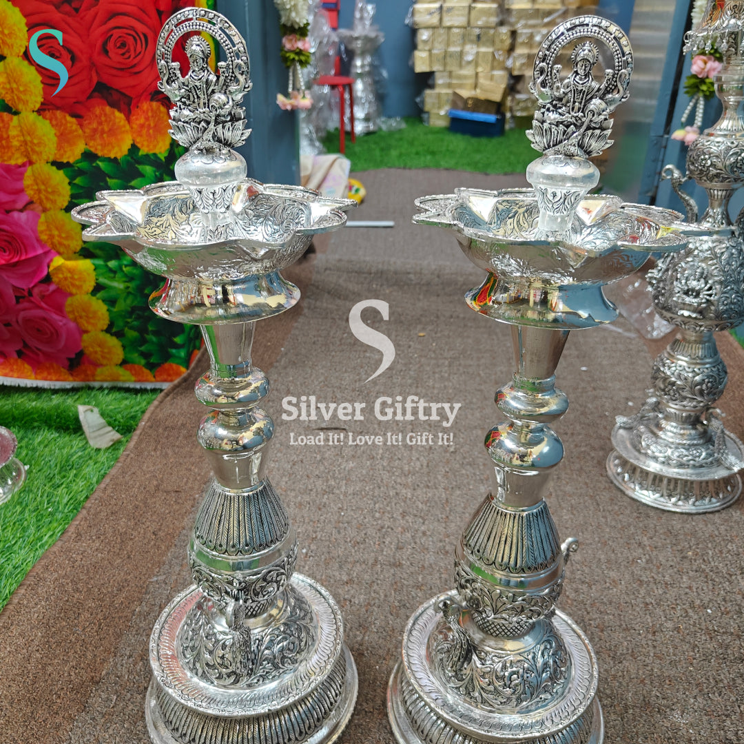 Antique Lakshmi 3D modle gajal Lakshmi deepam 22" pair – Silver Giftry
