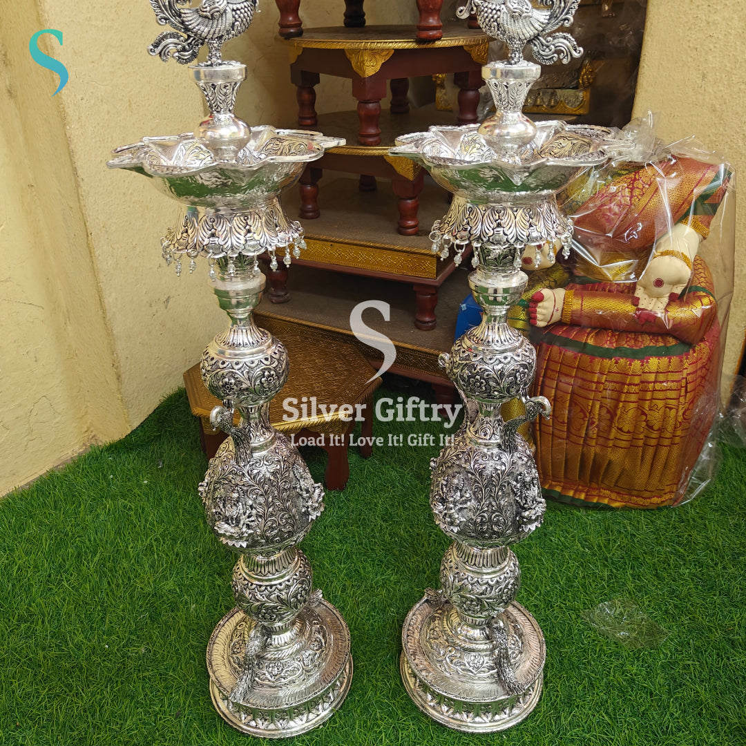 Antique Lakshmi 3D model ashtalakshmi Lakshmi deepam 30" pair – Silver ...