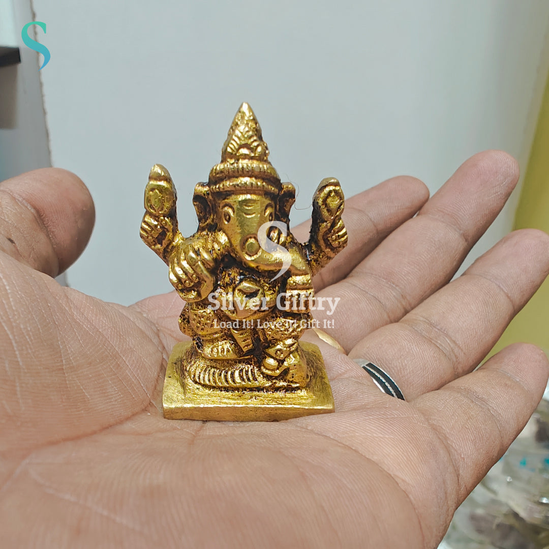 Brass Ganesh idol 2" – Silver Giftry