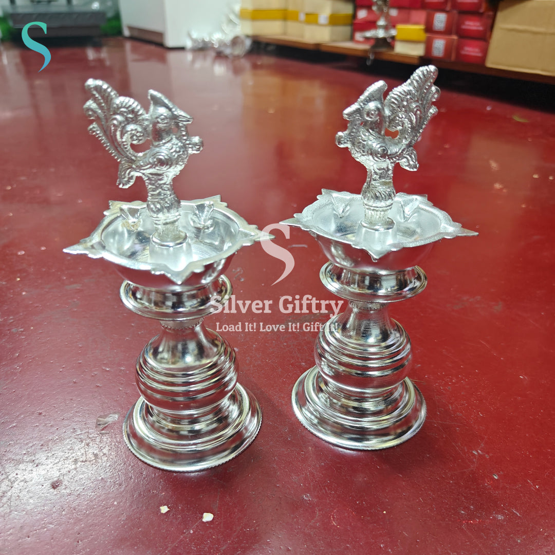 GS Peacock Diya 6.5" – Silver Giftry