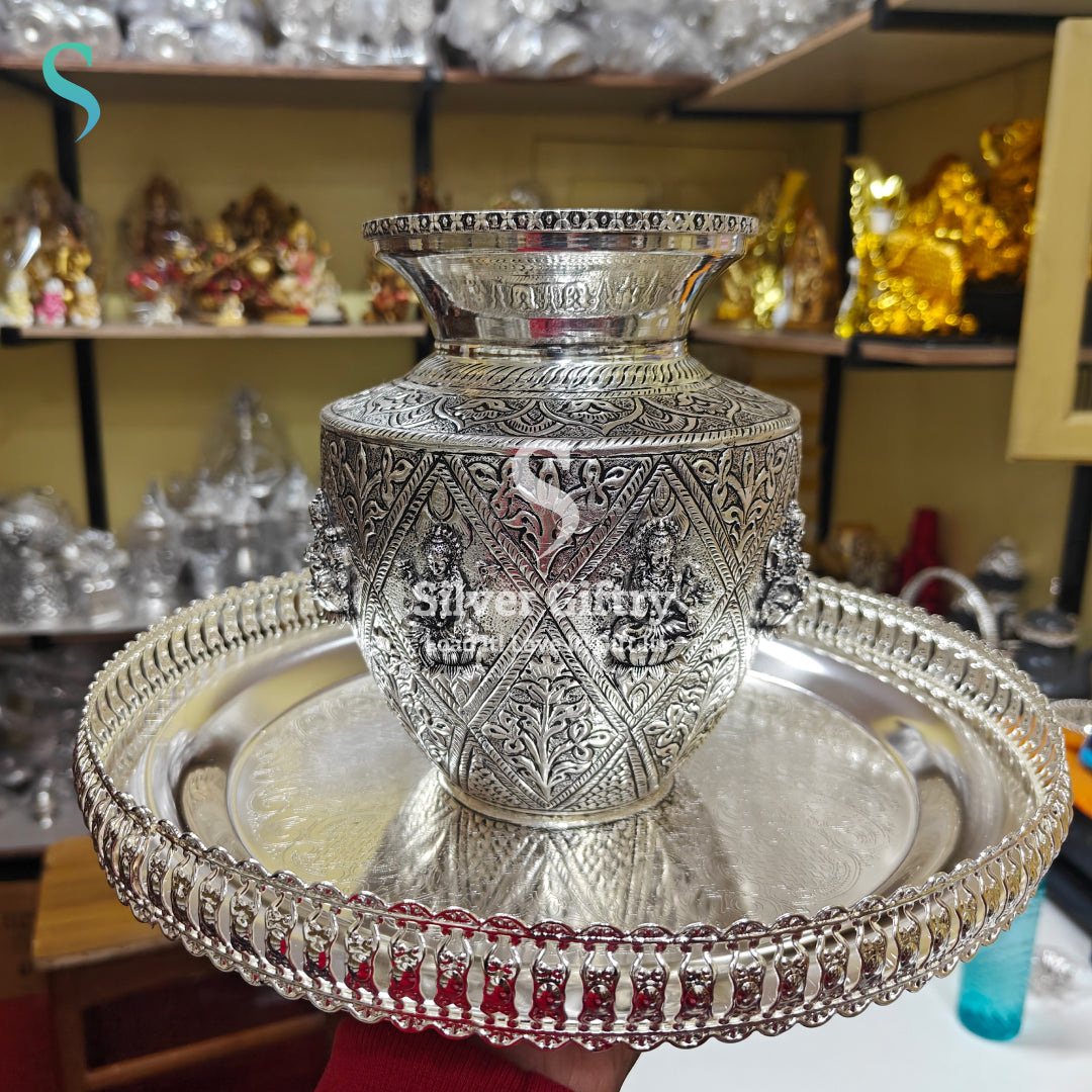 Antique Big Kalsha with Tray – Silver Giftry