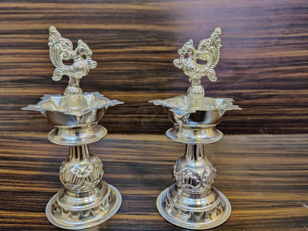 German Silver Fancy 6.5 " Deepam Pair – Silver Giftry