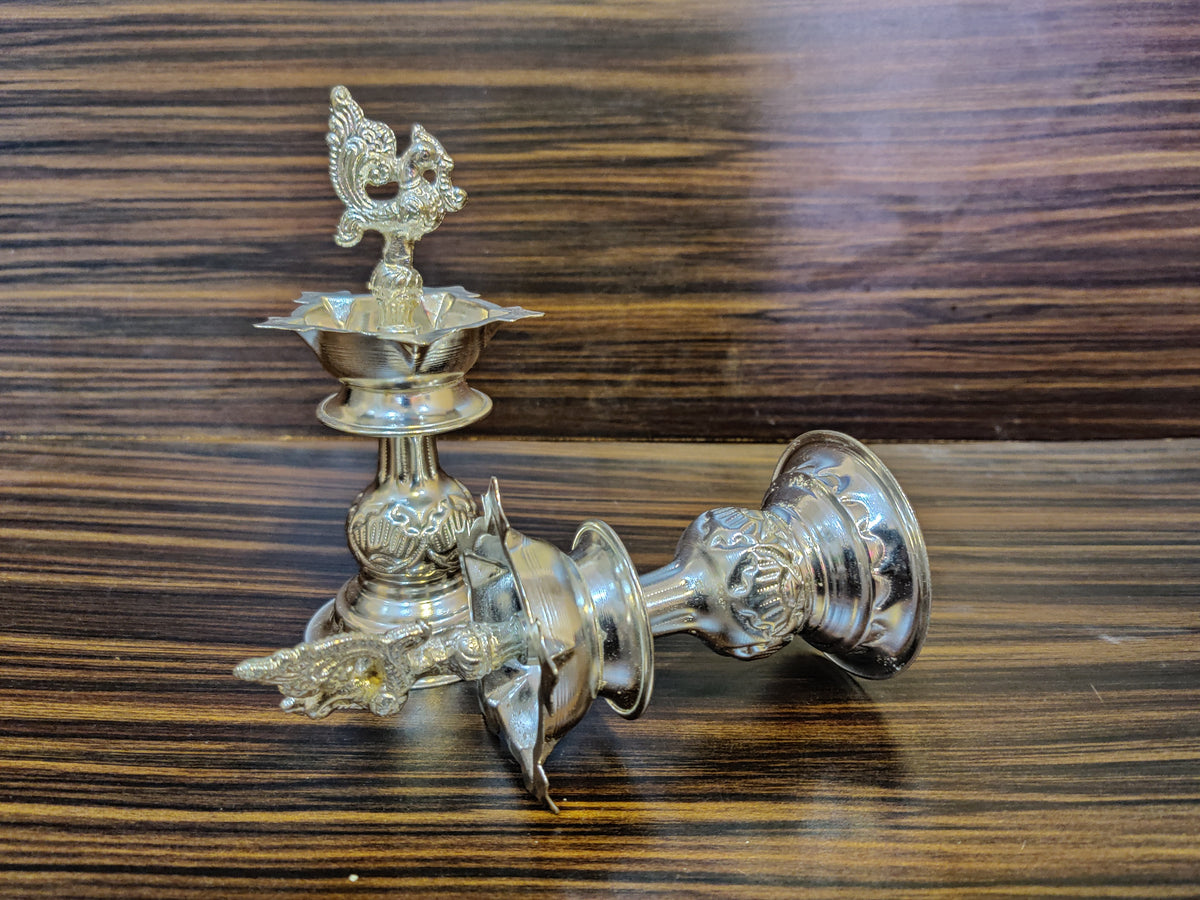 German Silver Fancy 6.5 " Deepam Pair – Silver Giftry