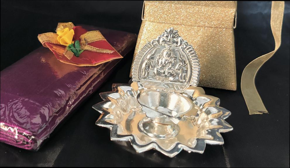 German Silver Kamakshi Deepa 3"combo – Silver Giftry