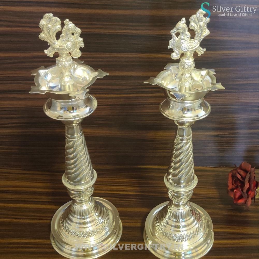 14" German Silver Deepam | Pooja Article – Silver Giftry