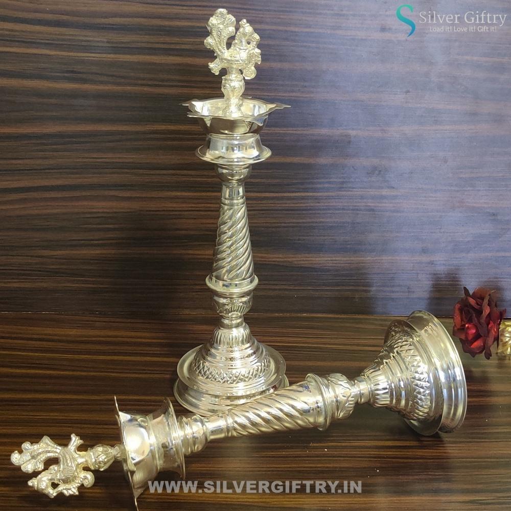 14" German Silver Deepam | Pooja Article – Silver Giftry