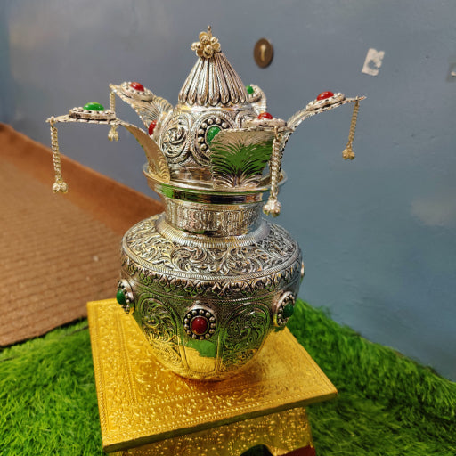 GS Antique Kalsha with Mango Leaf Combo – Silver Giftry