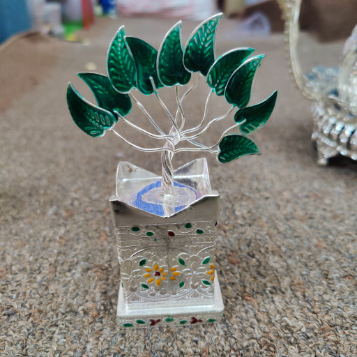 GS Tulsi Pot with Meenakari Work 6" – Silver Giftry