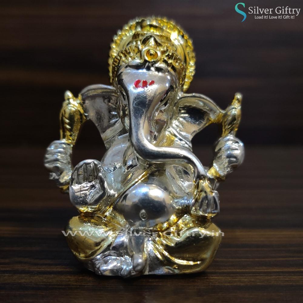 Cute Edamuri Ganesh 3" – Silver Giftry
