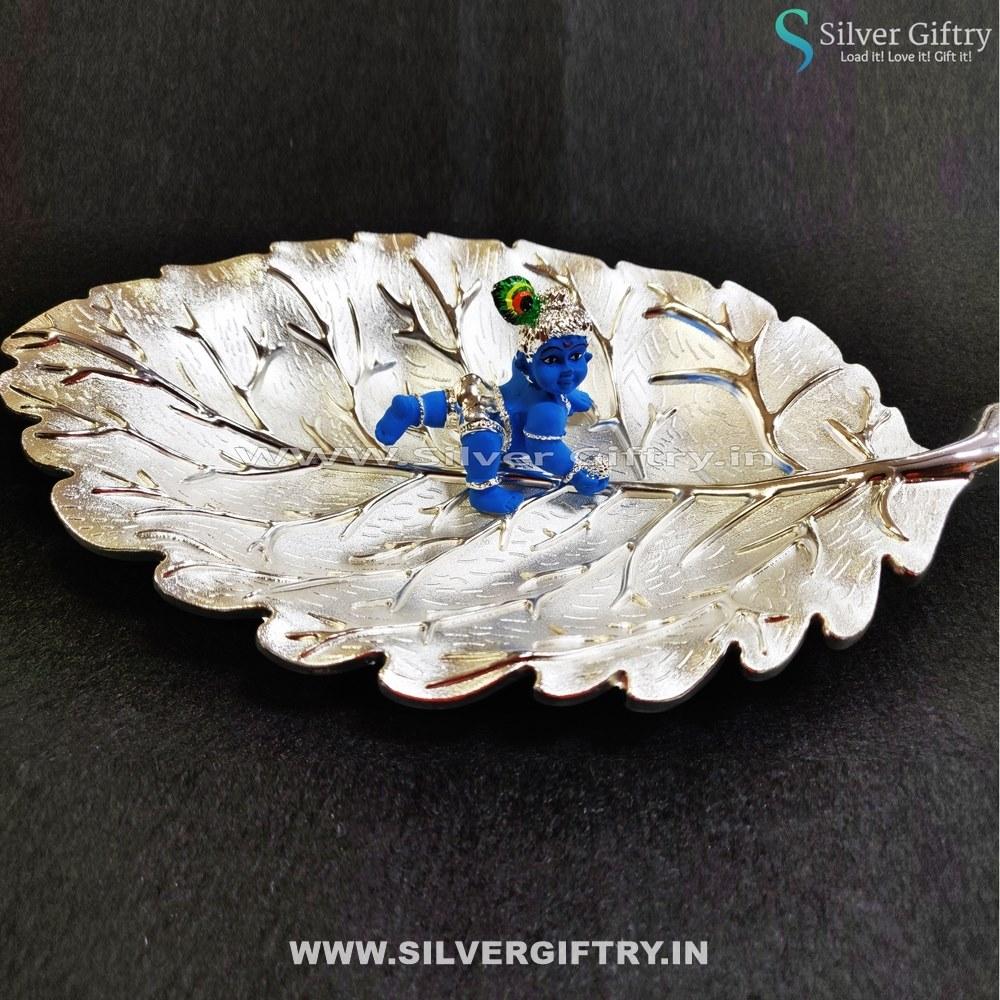9" Imported Plate pure Silver Baby Krishna – Silver Giftry