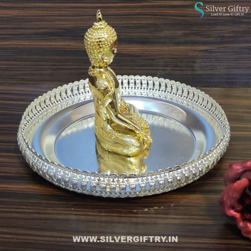 10" Imported Buddha Tray – Silver Giftry