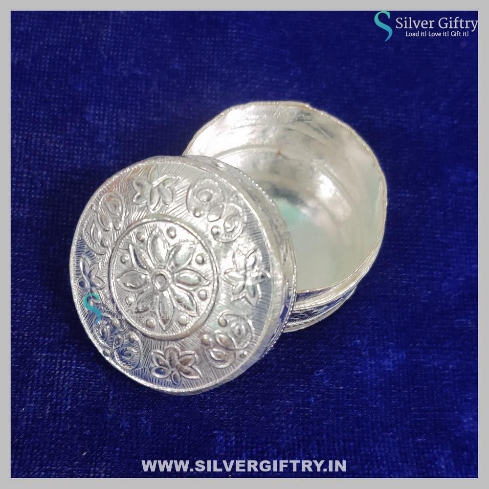 German Silver Washable KumKum Dabbi (Set of 2 pcs) – Silver Giftry