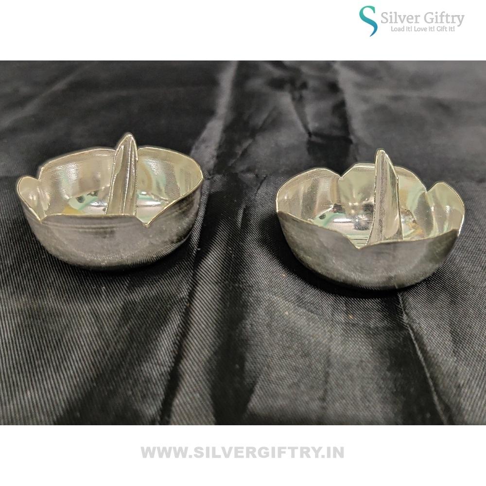 German Silver Washable Kubera Deepa Pair – Silver Giftry