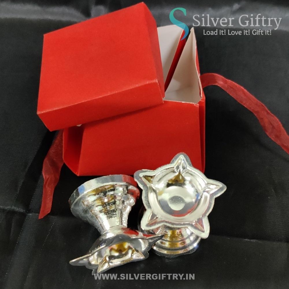 2" Star Diya For Pooja (Silver) | A Pair In The Box – Silver Giftry