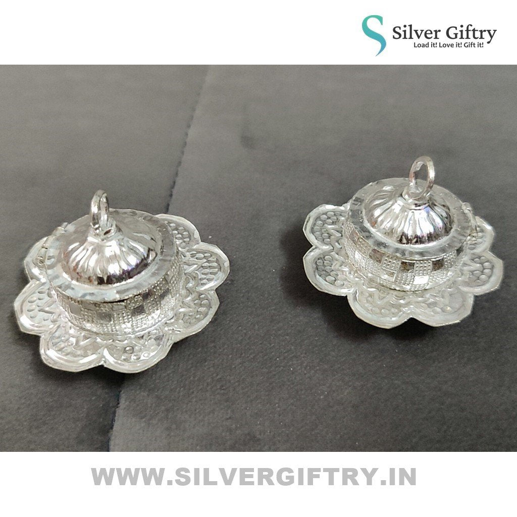 German Silver 3" Fancy Kumkum Dabbi Pair – Silver Giftry